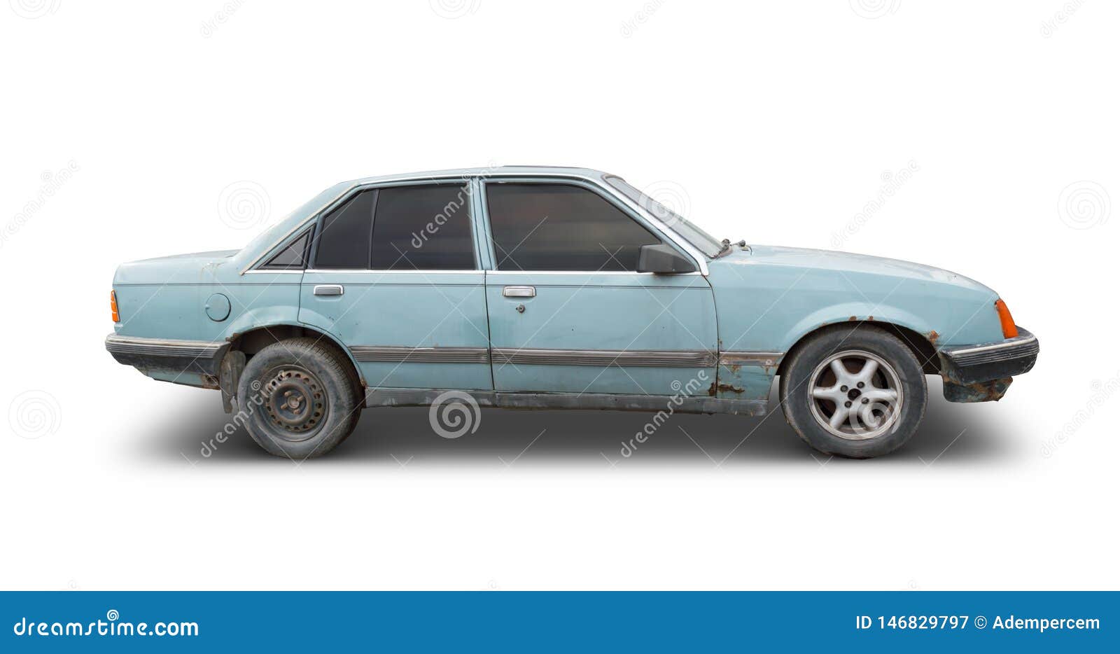 Old Dirty Car - Cliping Path Included Stock Image - Image of tire, blue ...