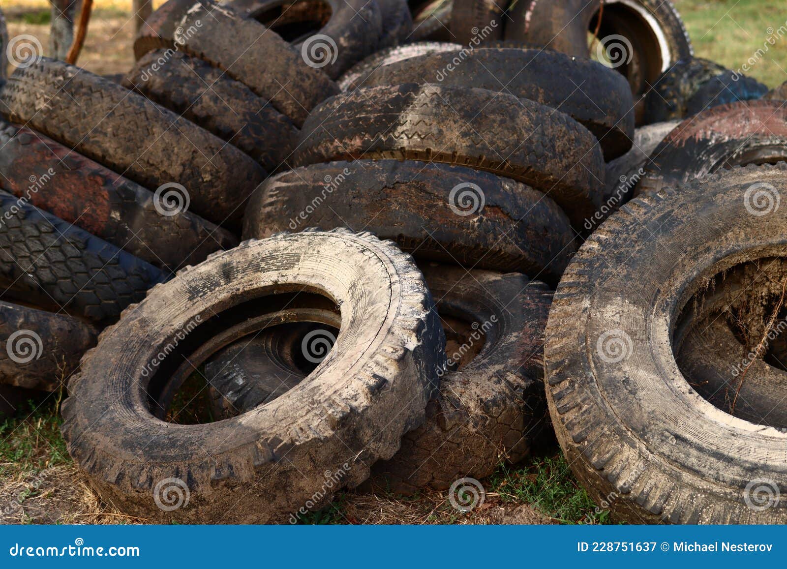 Old Dirty Car Tires on the Ground Stock Image - Image of stacked, tires ...