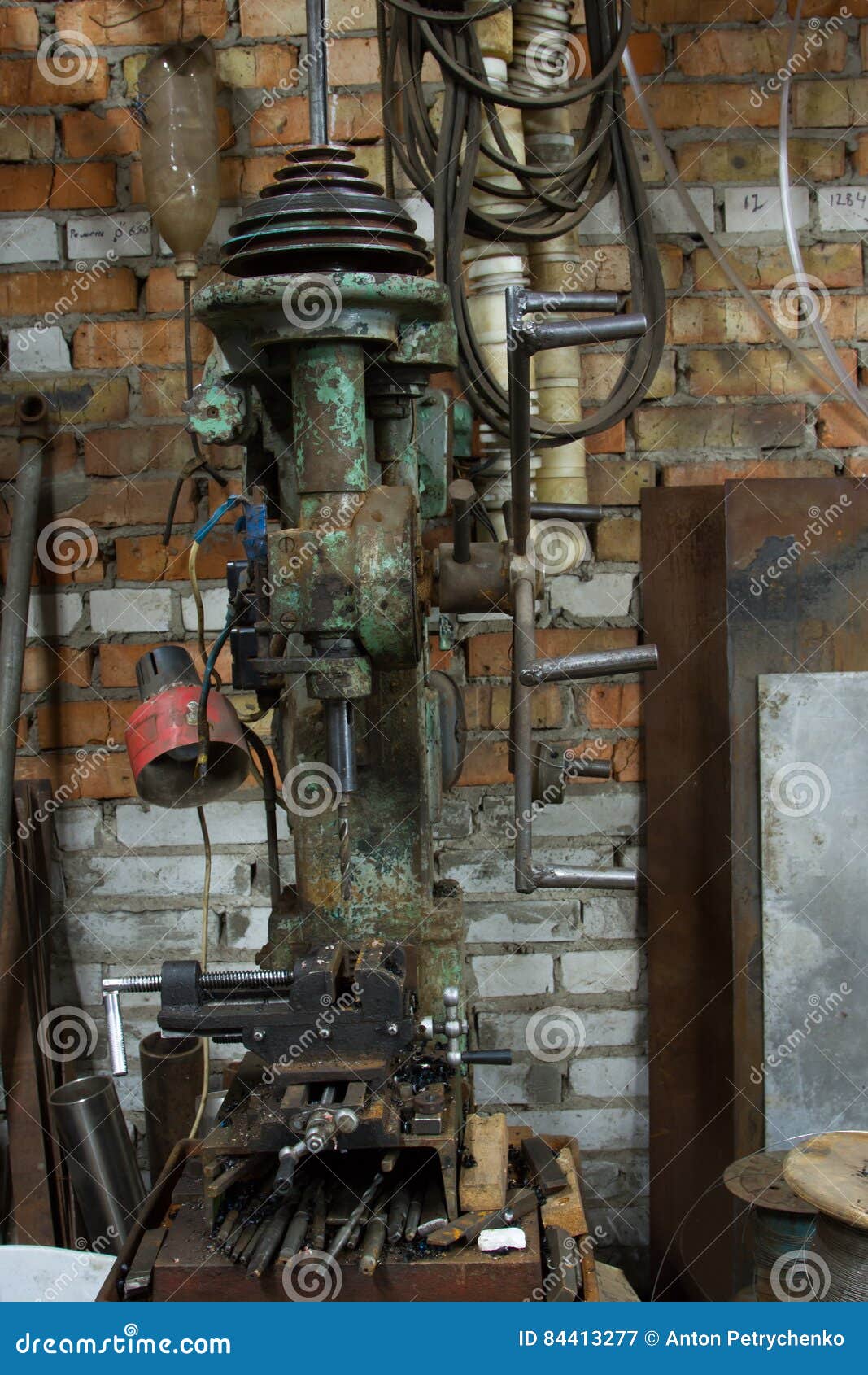 Old and Dirty Drilling Machine in Factory Stock Image - Image of ...