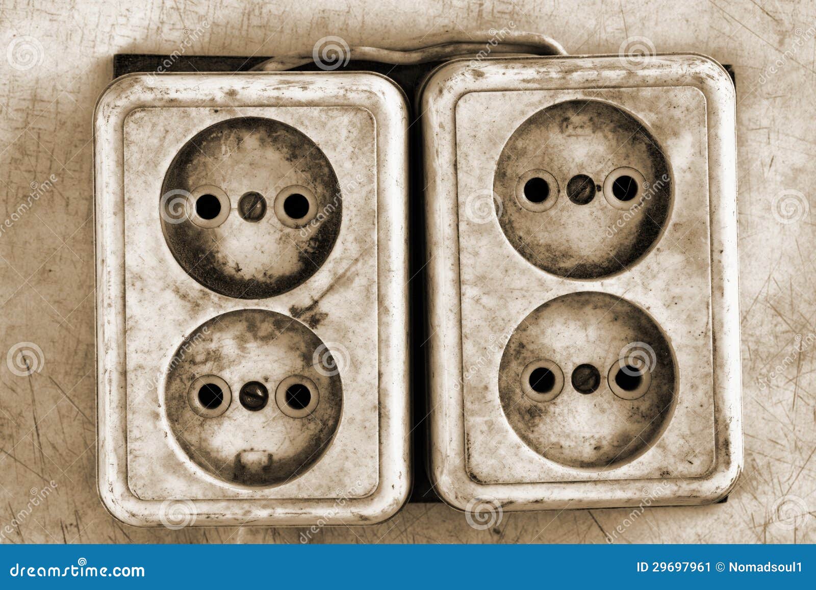 Old Dirty Electrical Outlets Stock Image - Image of double, supply ...