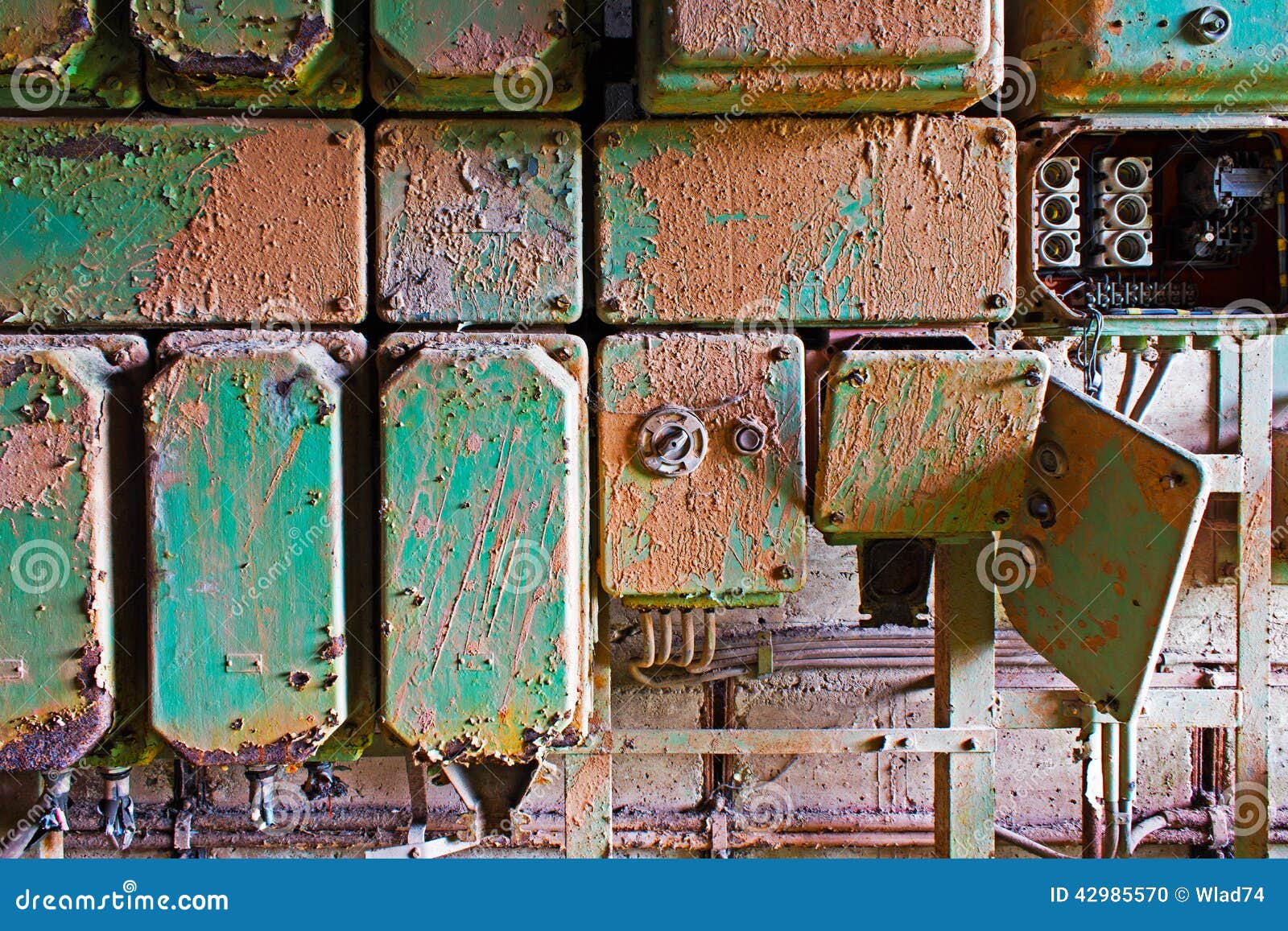 Old and Dirty Electrical Panel on Wall Stock Photo - Image of machine ...