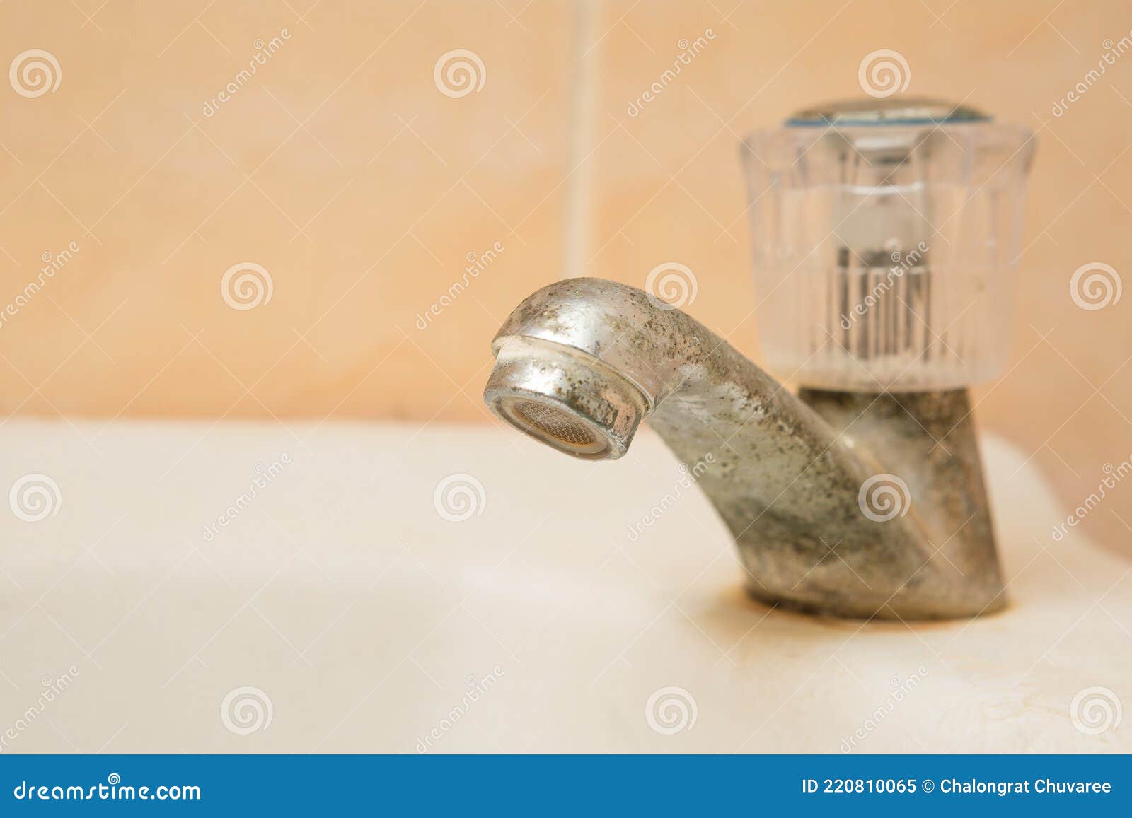Dirty Faucet Aerator With Limescale, Calcified Water Tap With Lime ...