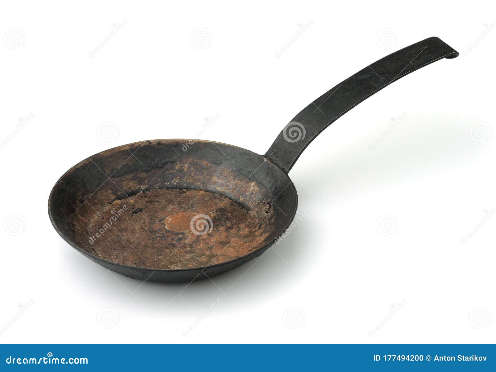 Old dirty frying pan stock photo. Image of ancient, food - 177494200