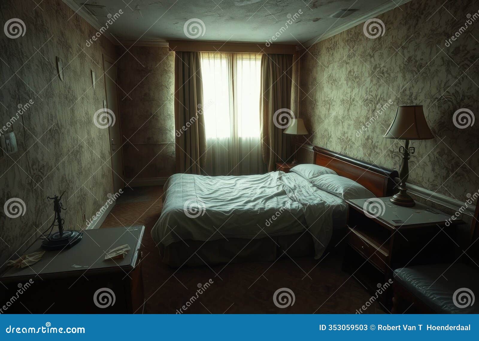 An Old Dirty Hotel Room at 4-1-2025 Stock Illustration - Illustration ...