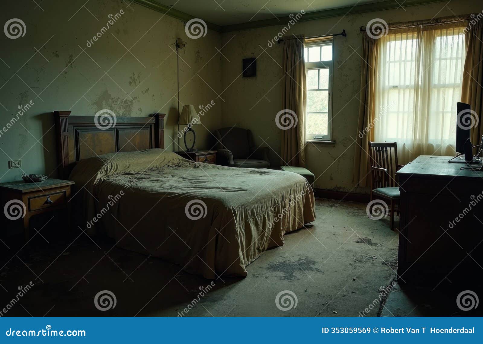 An Old Dirty Hotel Room at 4-1-2025 Stock Illustration - Illustration ...