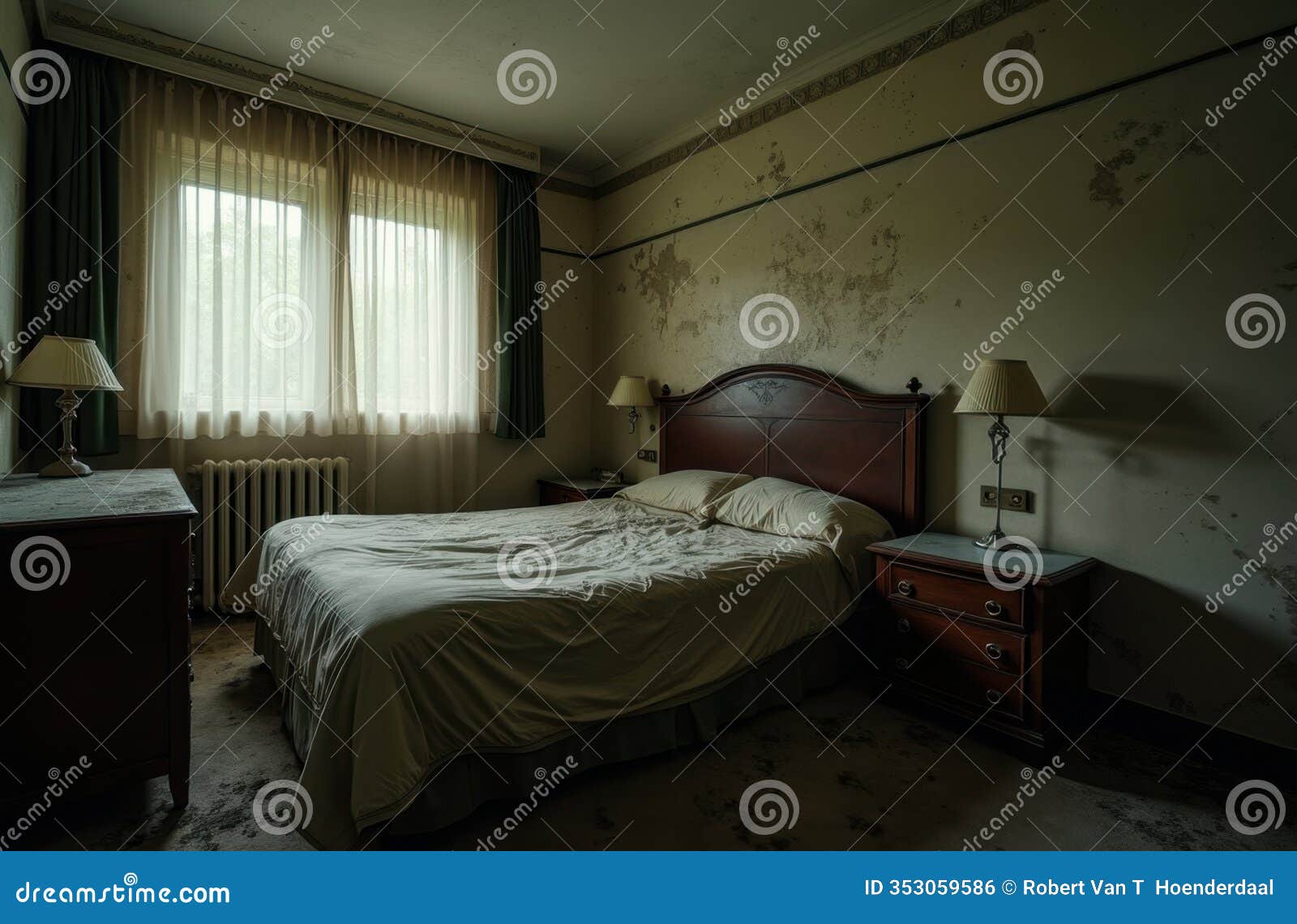 An Old Dirty Hotel Room at 4-1-2025 Stock Illustration - Illustration ...