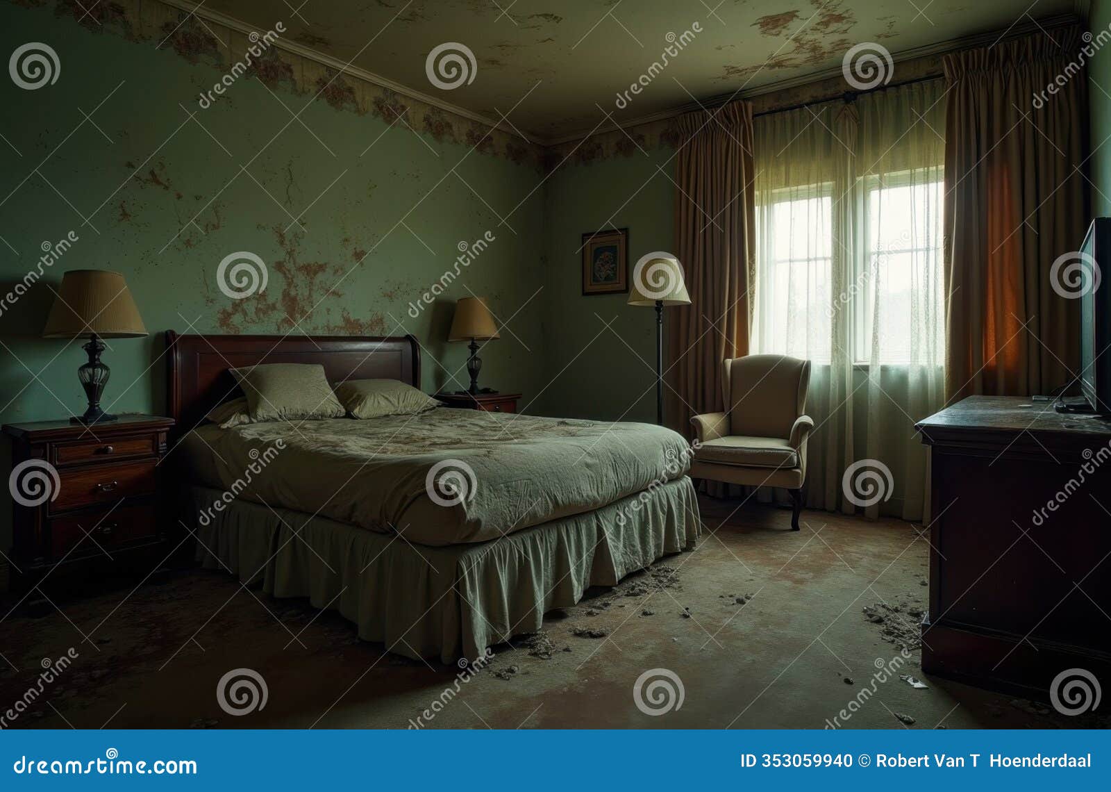 An Old Dirty Hotel Room at 4-1-2025 Stock Illustration - Illustration ...