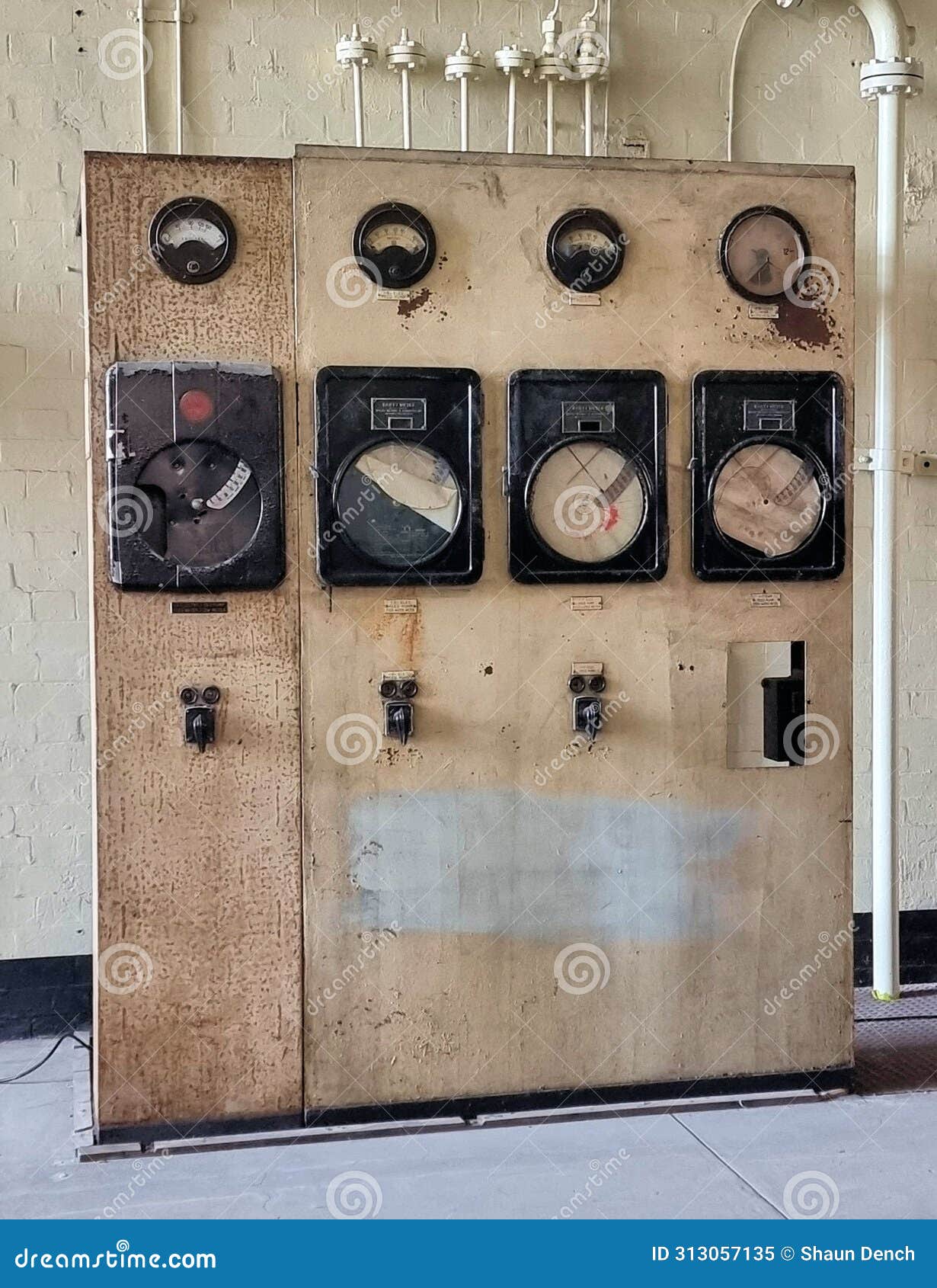 Old Dirty Industrial Control Panel of Measuring Gauges Stock Image ...