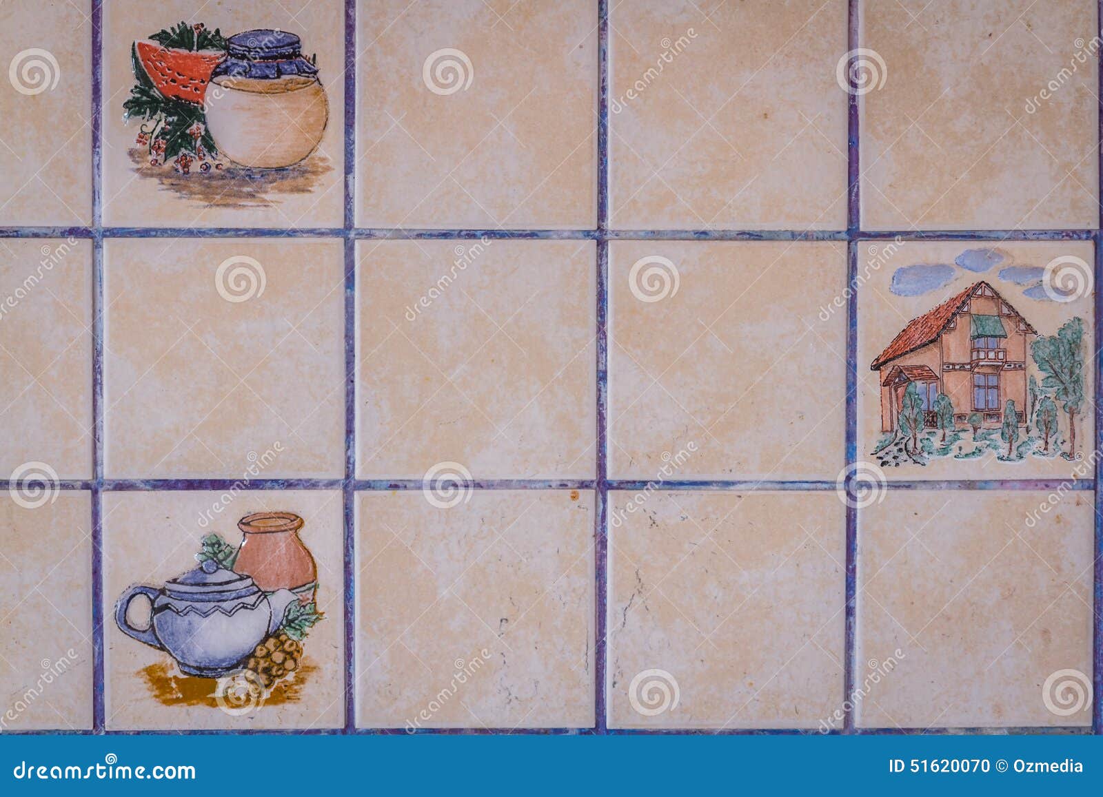 Old and Dirty Kitchen Tiles Stock Photo - Image of background, cracked ...