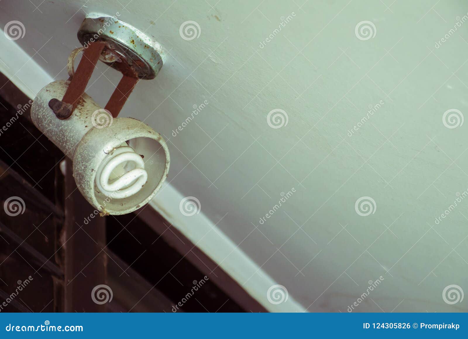 Old Dirty Light Bulb Hanging on Ceiling Stock Photo - Image of ...
