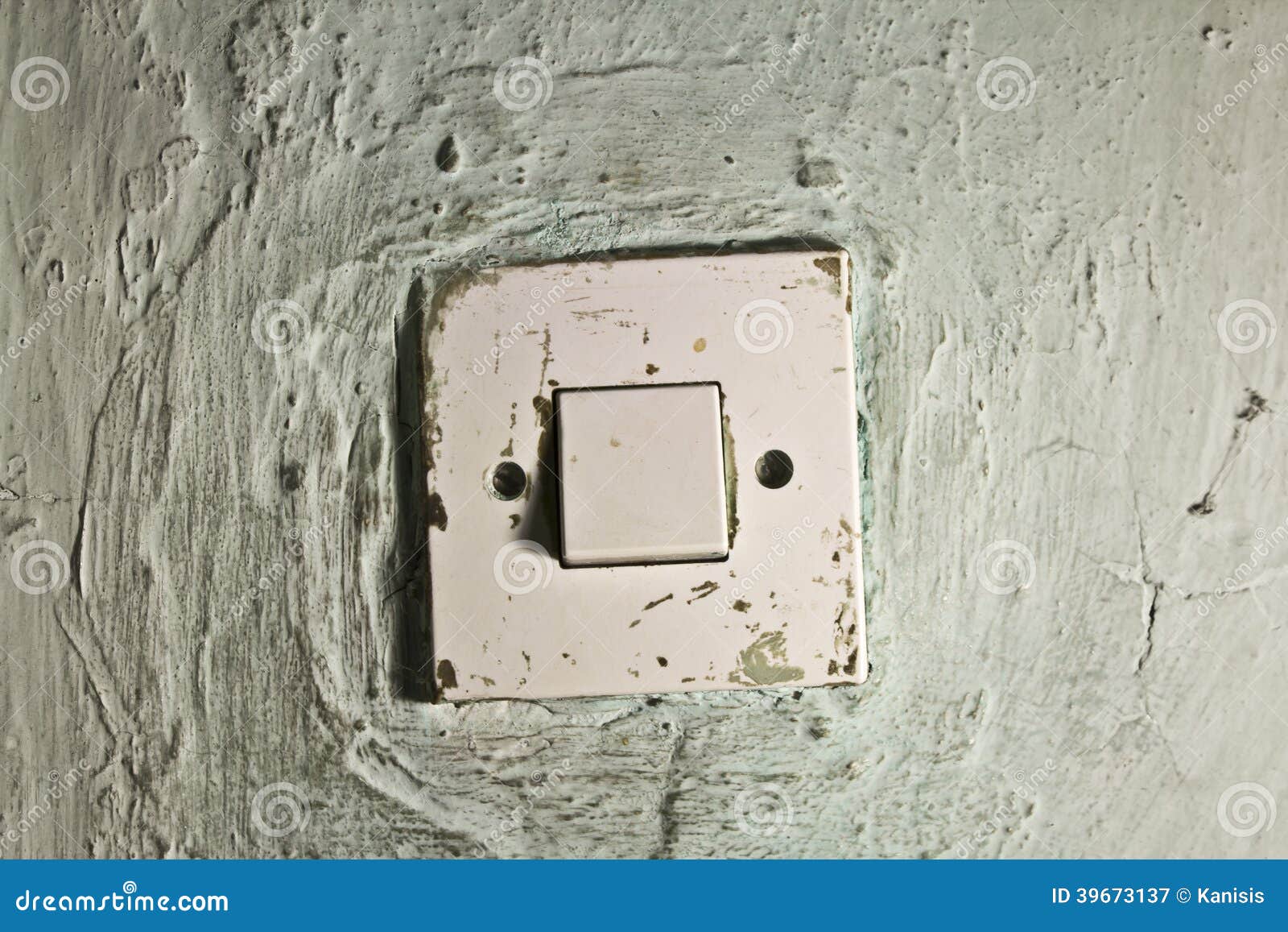 Old Dirty Light Switch On The Bathroom Wall. Dirty Broken Light Switch ...