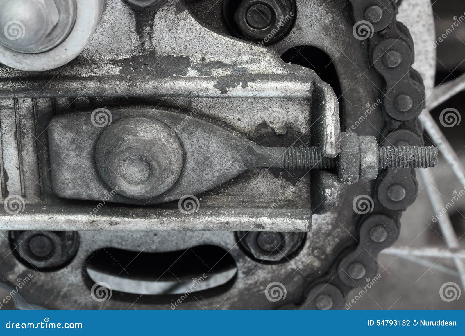 Old dirty motorcycle chain stock photo. Image of detail - 54793182