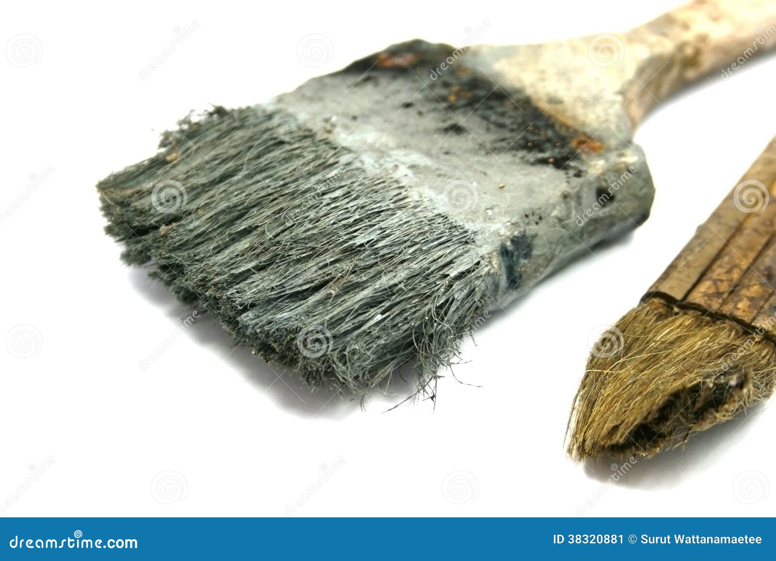 Old Dirty Paint Brush Isolated Stock Image - Image of used, decorate ...