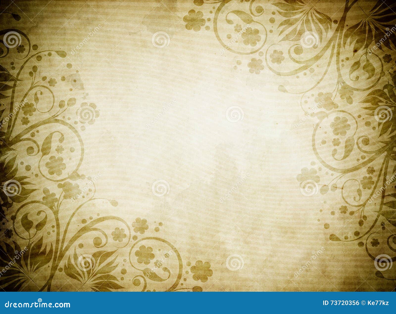 Old Dirty Paper Background with Floral Patterns. Stock Illustration ...
