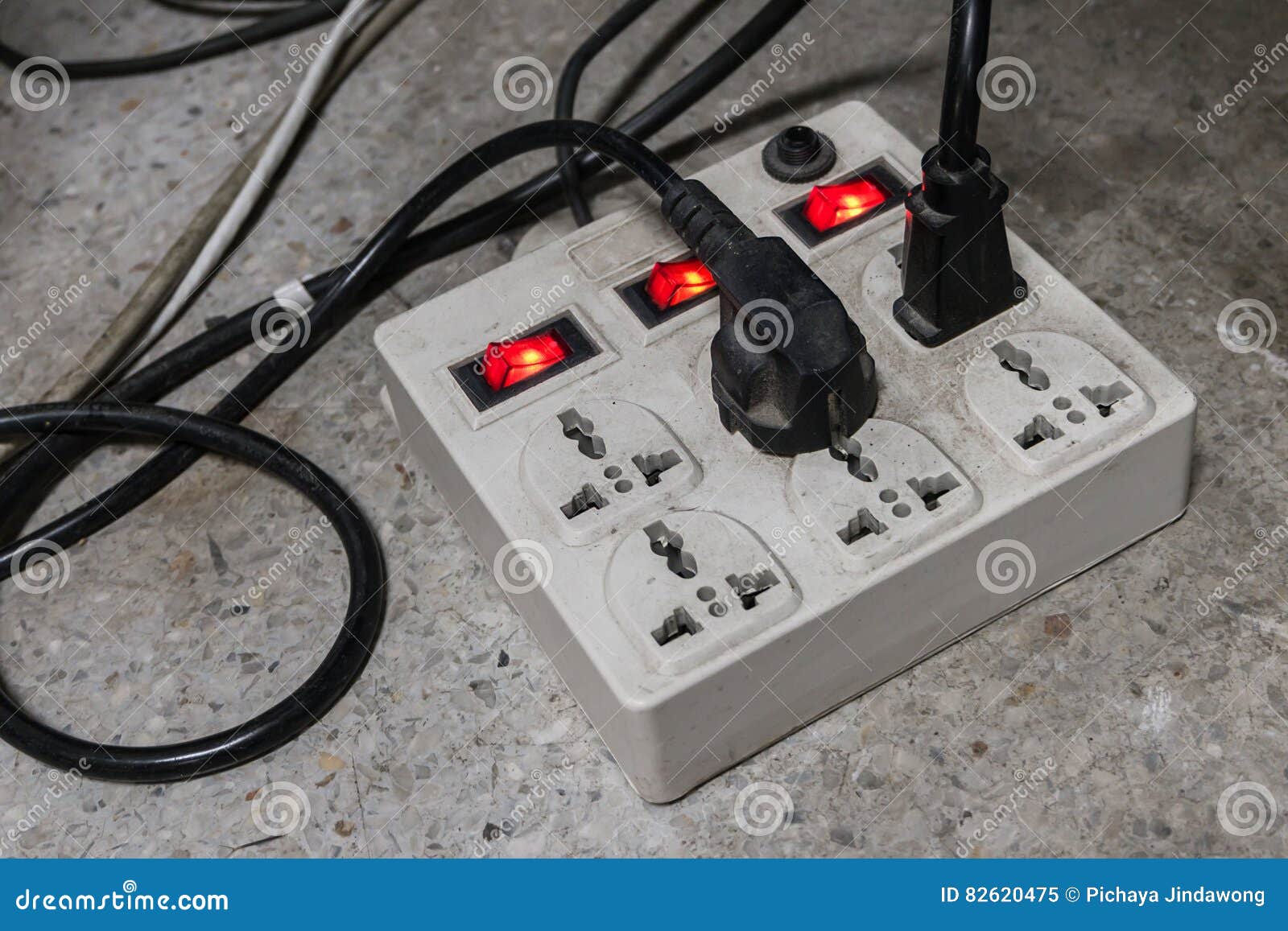 Old and Dirty Plug and Extension Cord Stock Image - Image of black ...