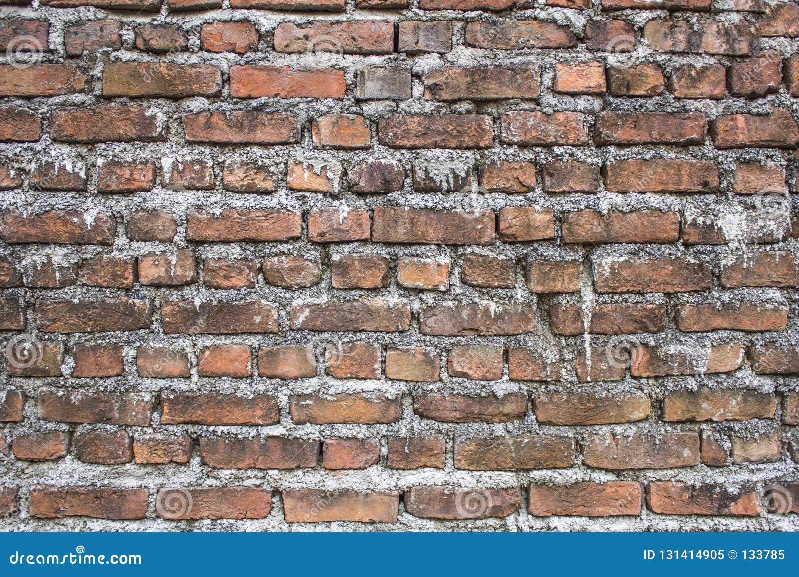 A Old Dirty Red Brick Wall with Light Cement. Rough Surface Texture ...