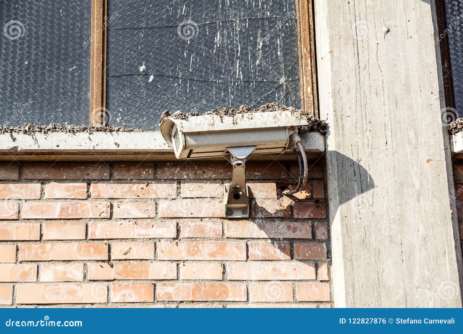 Old Dirty Security Camera on Industrial Building Stock Photo - Image of ...