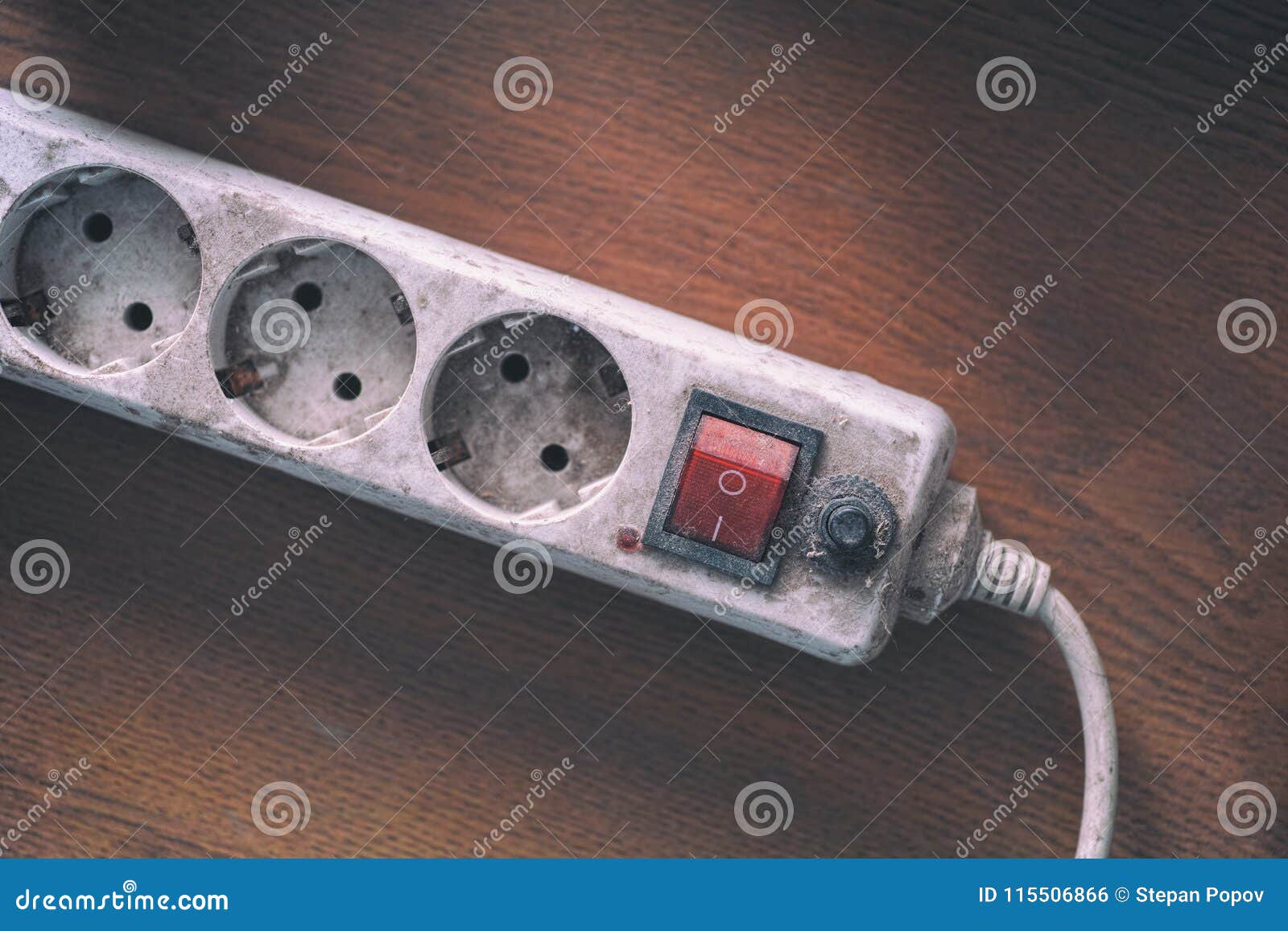 Old dirty surge protector stock photo. Image of cord - 115506866