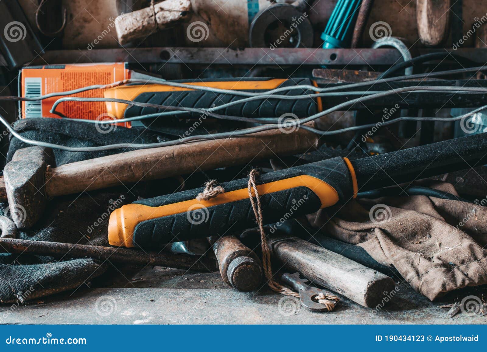 Old Dirty Tools. Old Dirty Workbench Stock Image - Image of iron ...