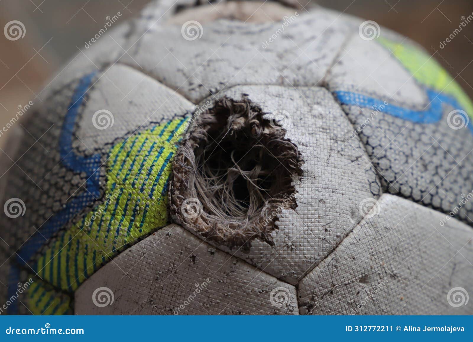 Torn Soccer Net Close-up On The Background Of A Soccer Field Royalty ...