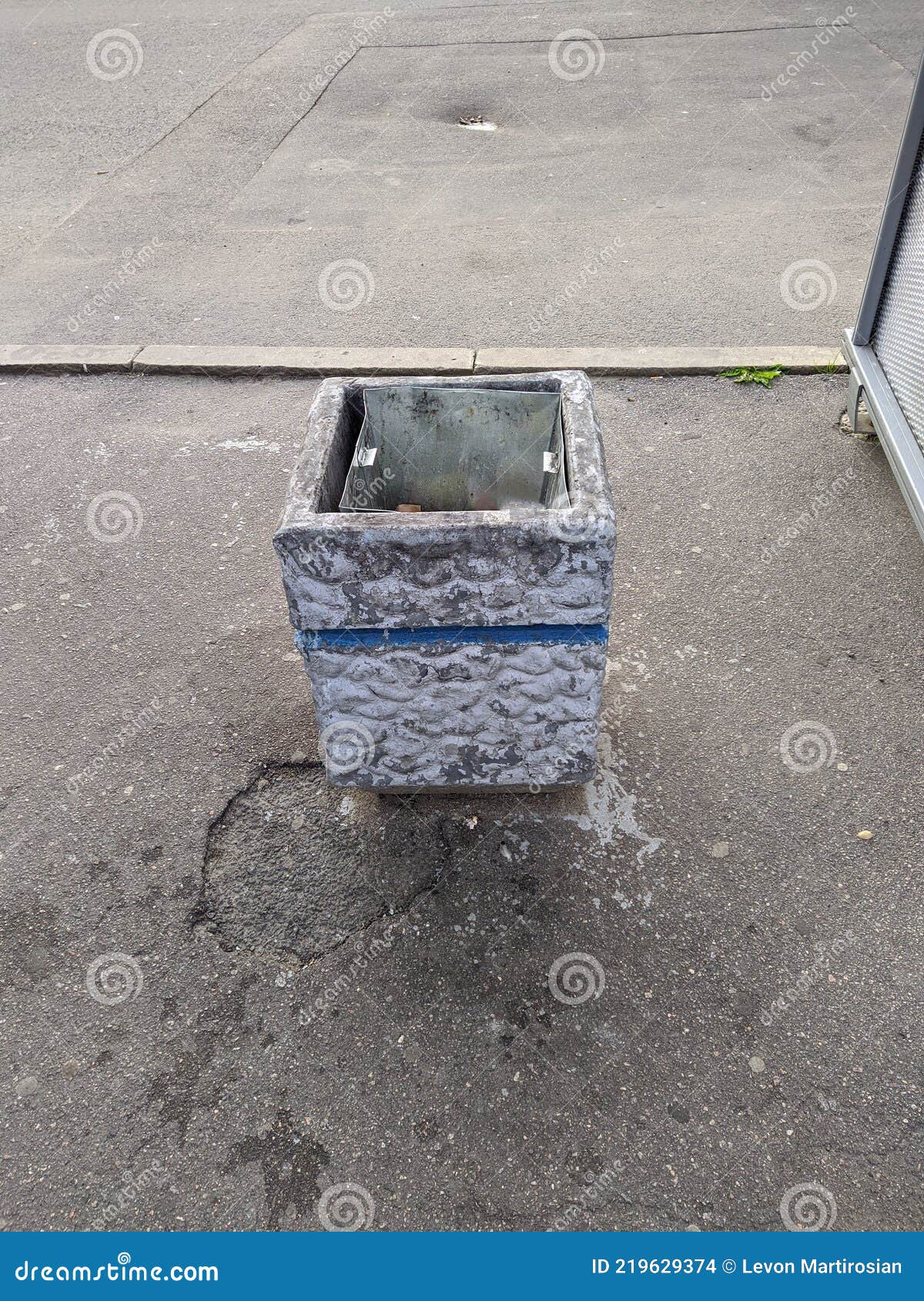 Old and Dirty Trash Can at the Bus Stop Stock Photo - Image of life ...