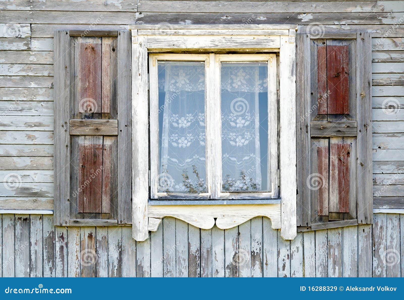 Old Dirty White Window in the Old Wooden House Stock Image - Image of ...