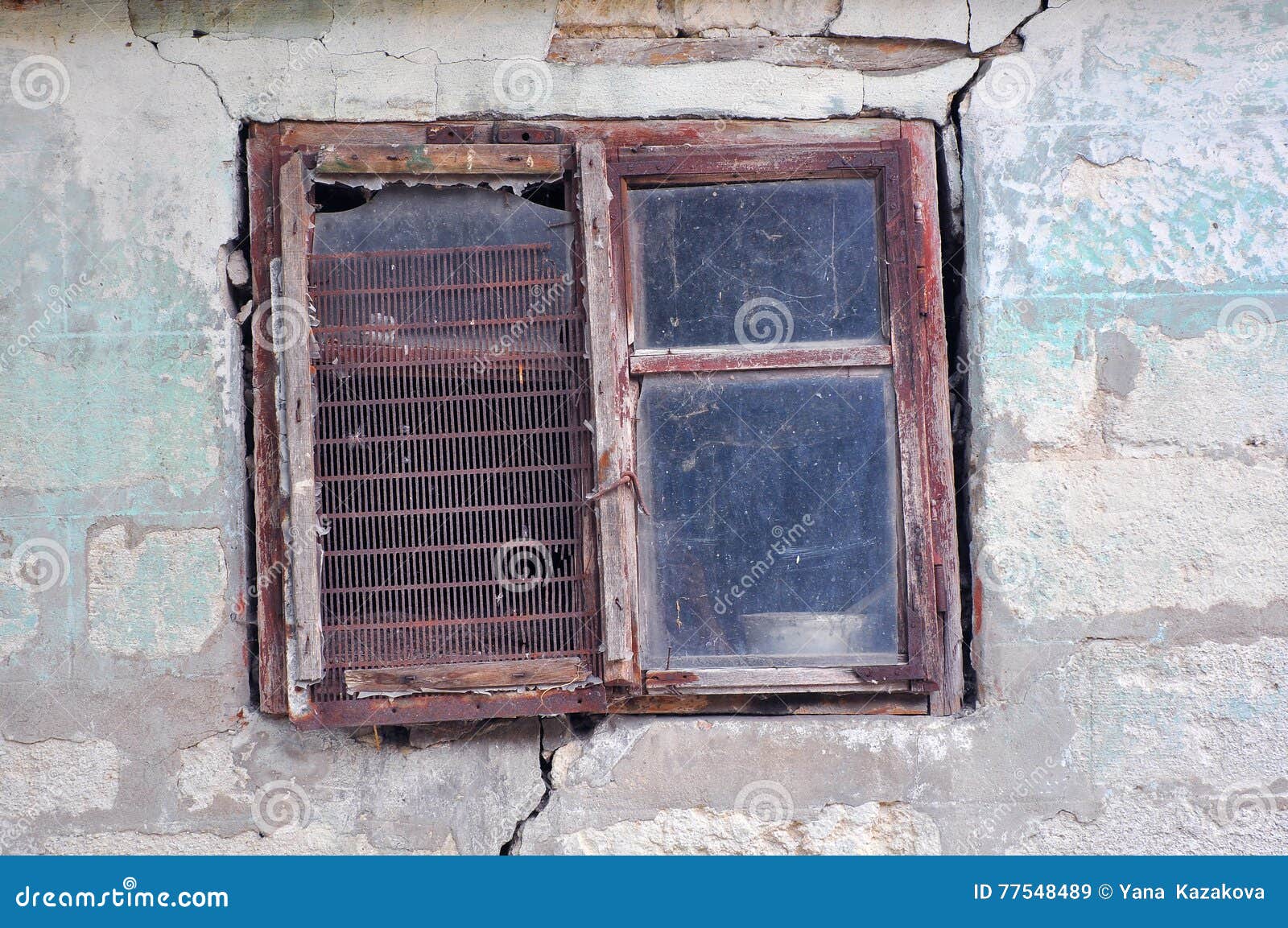 Old Dirty Window on Old Dirty Wall Stock Image - Image of gloomy ...