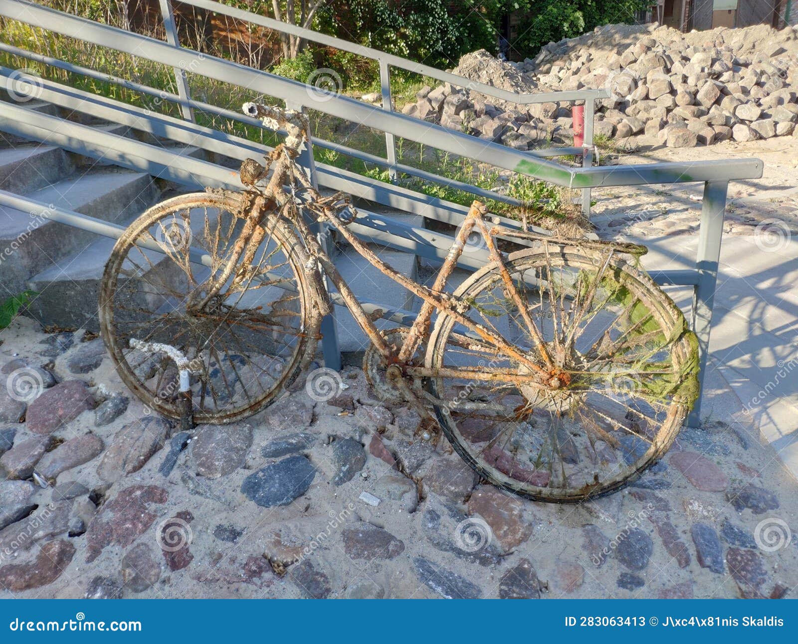 Old Discarded Bike, Full of Rust, Seaweed, Small Clams and Barnacles ...