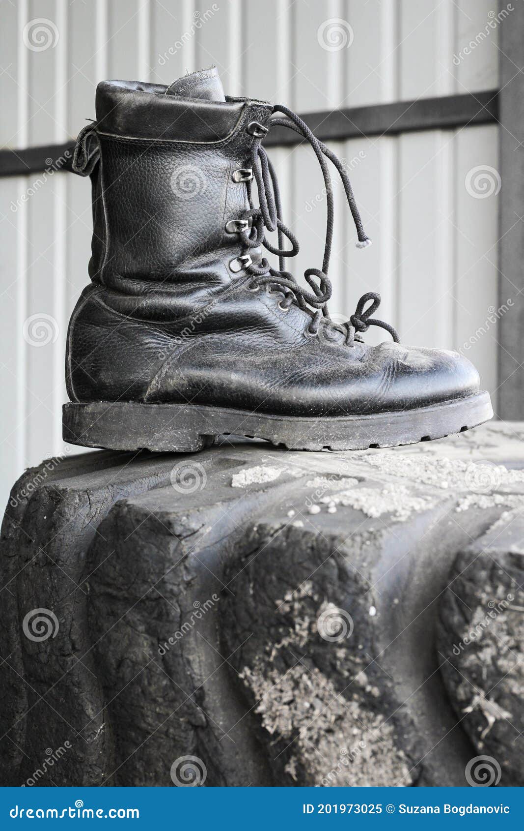 Old, Discarded, Leather, Black Military Boots, In The Trash Royalty ...