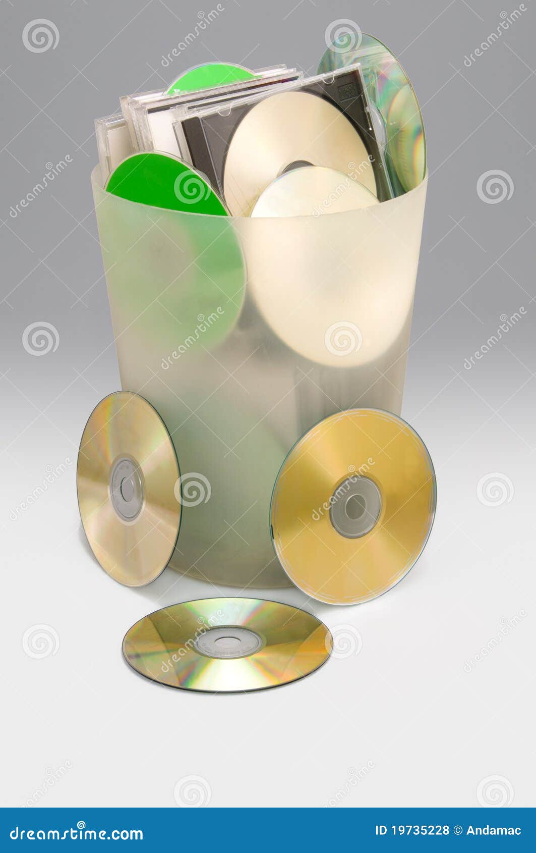 Old Discs in Trash Can with Path Stock Photo - Image of cassette, trash ...
