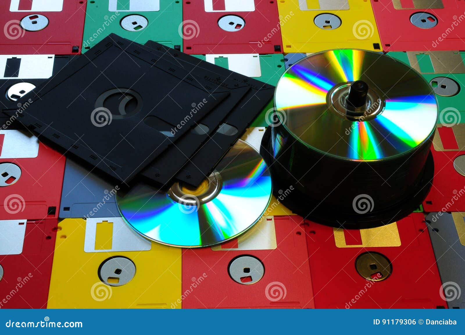 Old Diskette 5 25 Inches with 3.5 Floppy Disks of Various Colors with ...