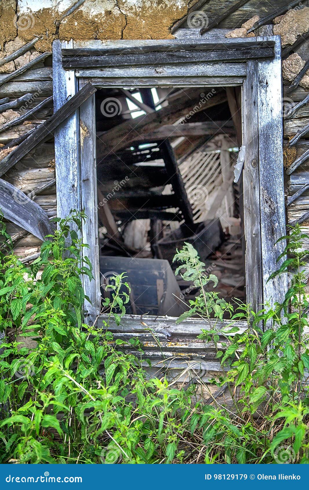 Old Distressed Barn Wall Window Stock Image - Image of home, abandoned ...