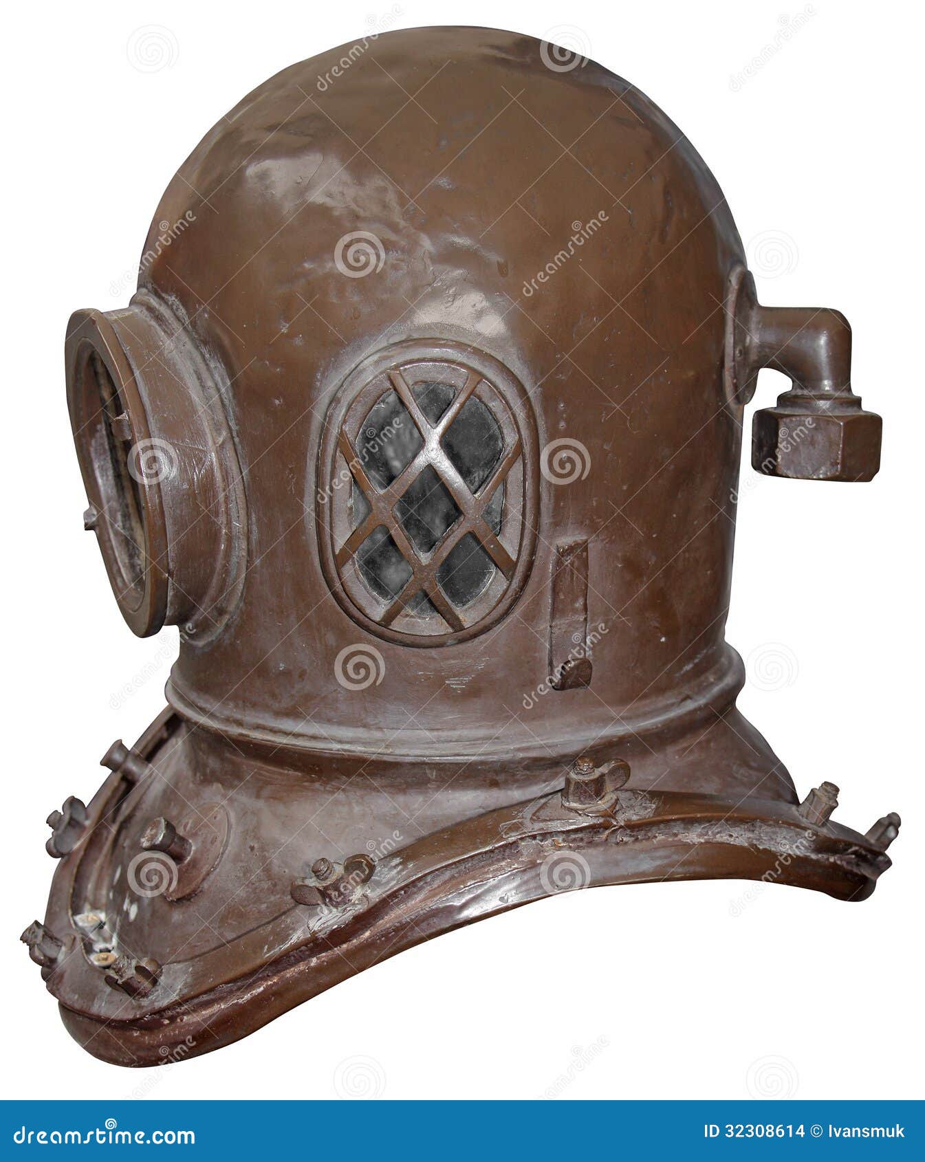 Old diving helmet stock photo. Image of cutout, iceland - 32308614