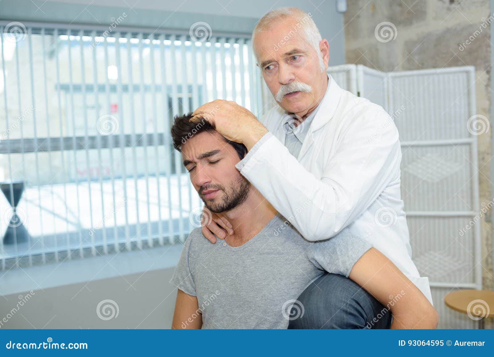 Old Doctor Checking Patient with Head Problem Stock Image - Image of ...