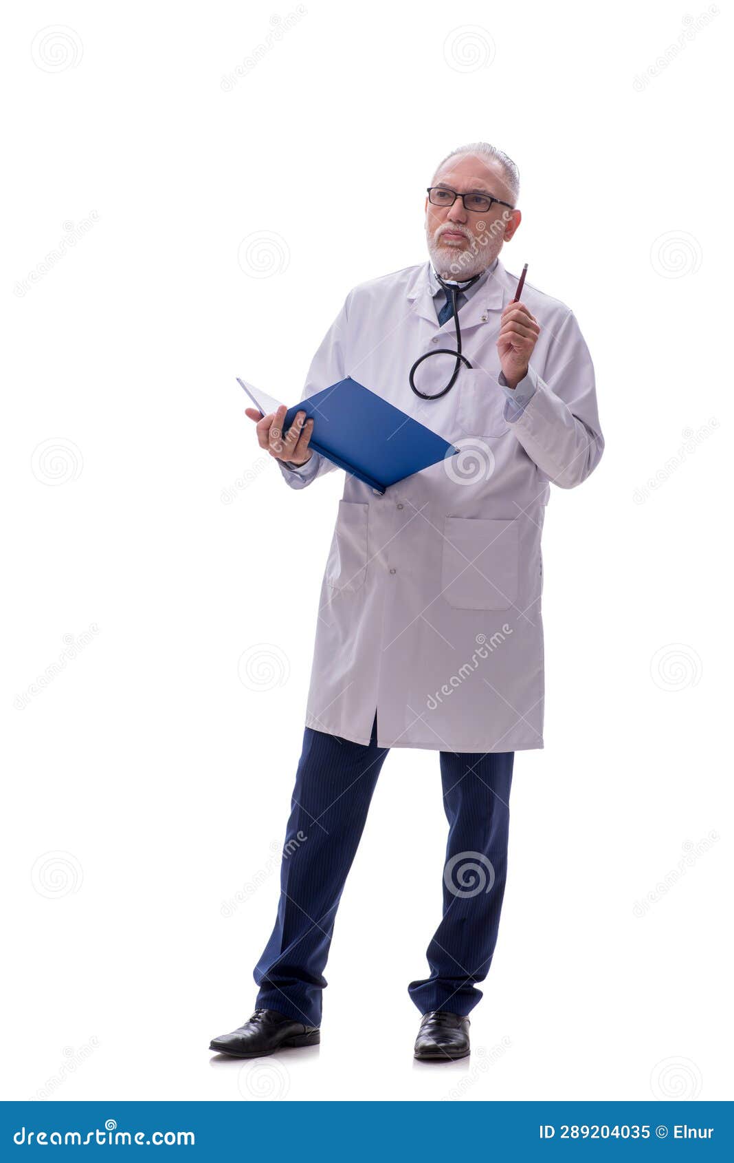 Old Male Doctor Isolated on White Stock Image - Image of physician ...