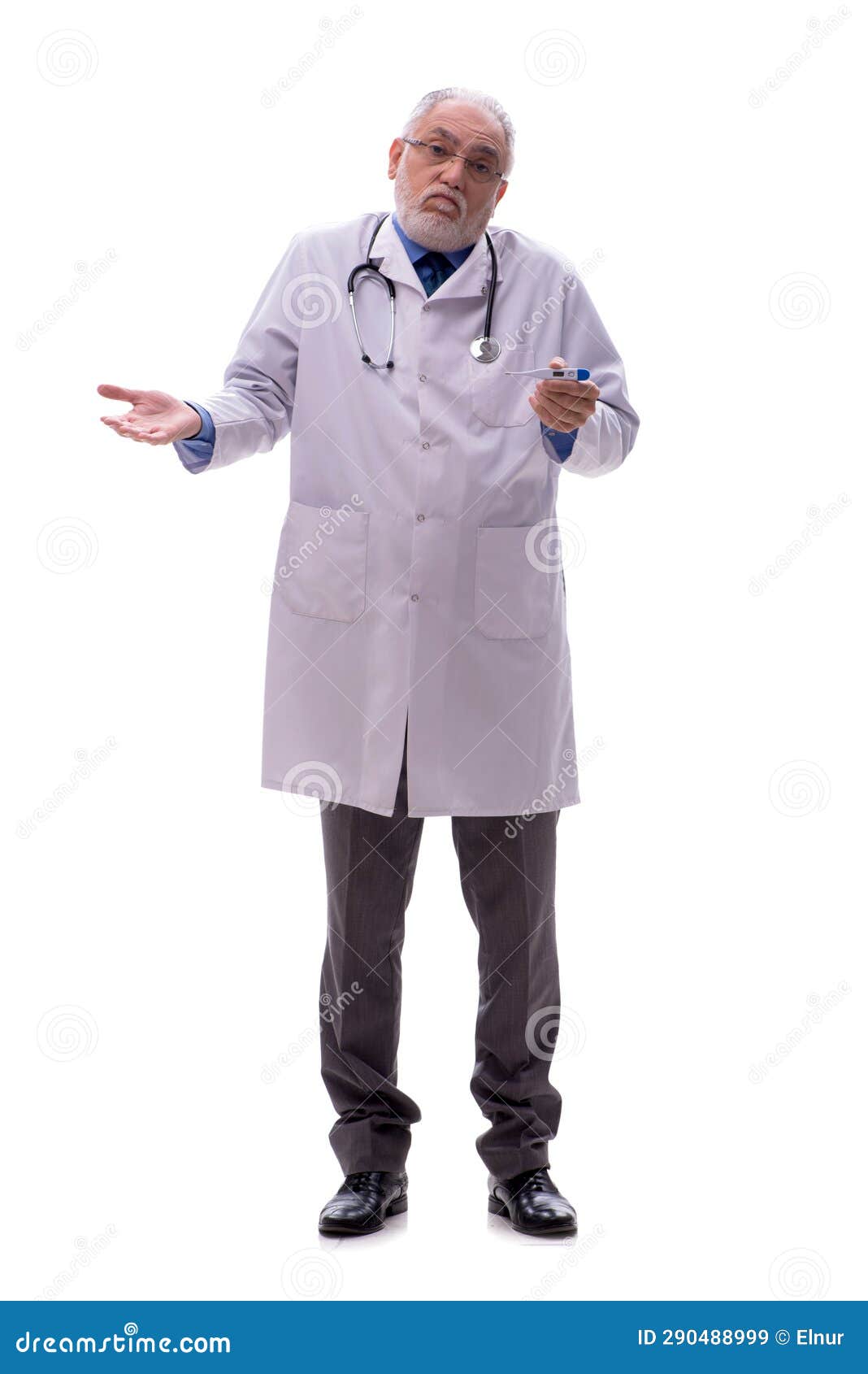 Old Male Doctor Isolated on White Stock Image - Image of hospital, care ...