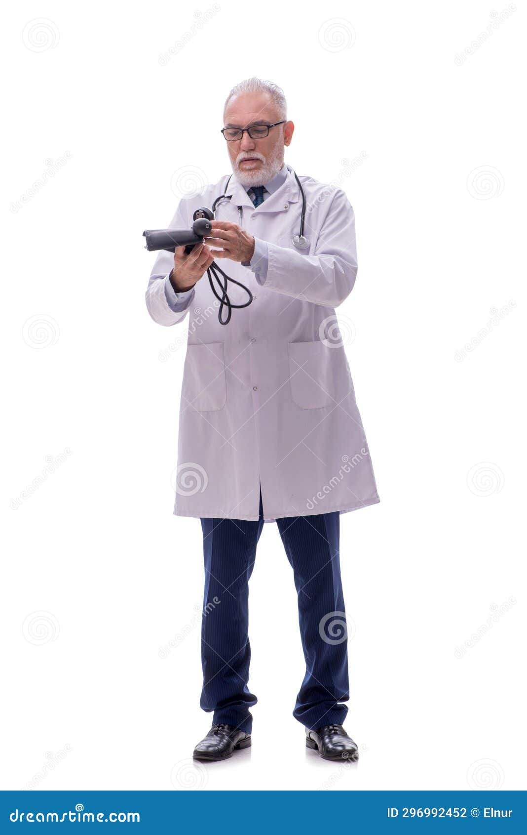Old Male Doctor Isolated on White Stock Photo - Image of heart ...