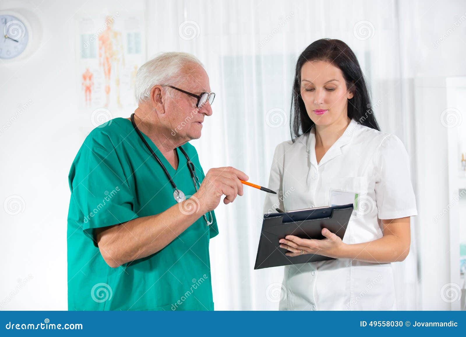 Old Doctor and a Nurse are Consulted Stock Photo - Image of crew, hair ...