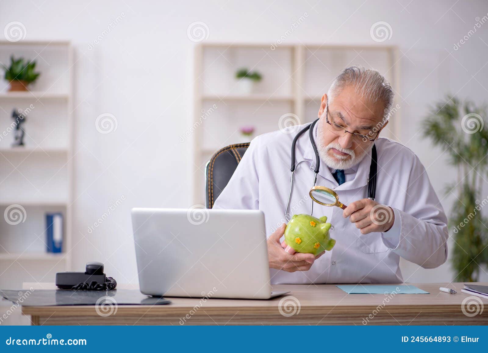 Old Male Doctor in Retirement Concept Stock Image - Image of magnifying ...