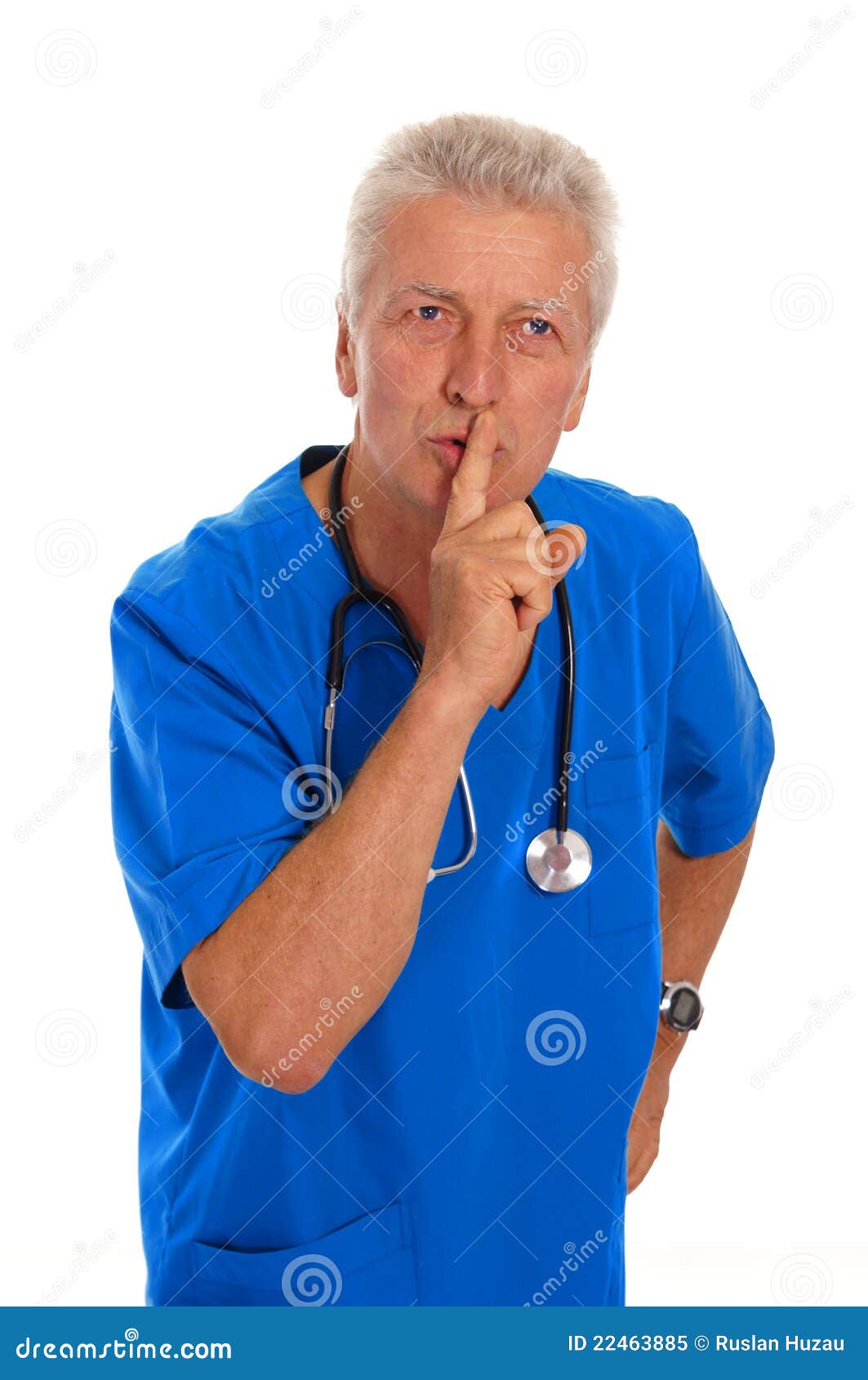 Old doctor on white stock image. Image of robe, stethoscope - 22463885