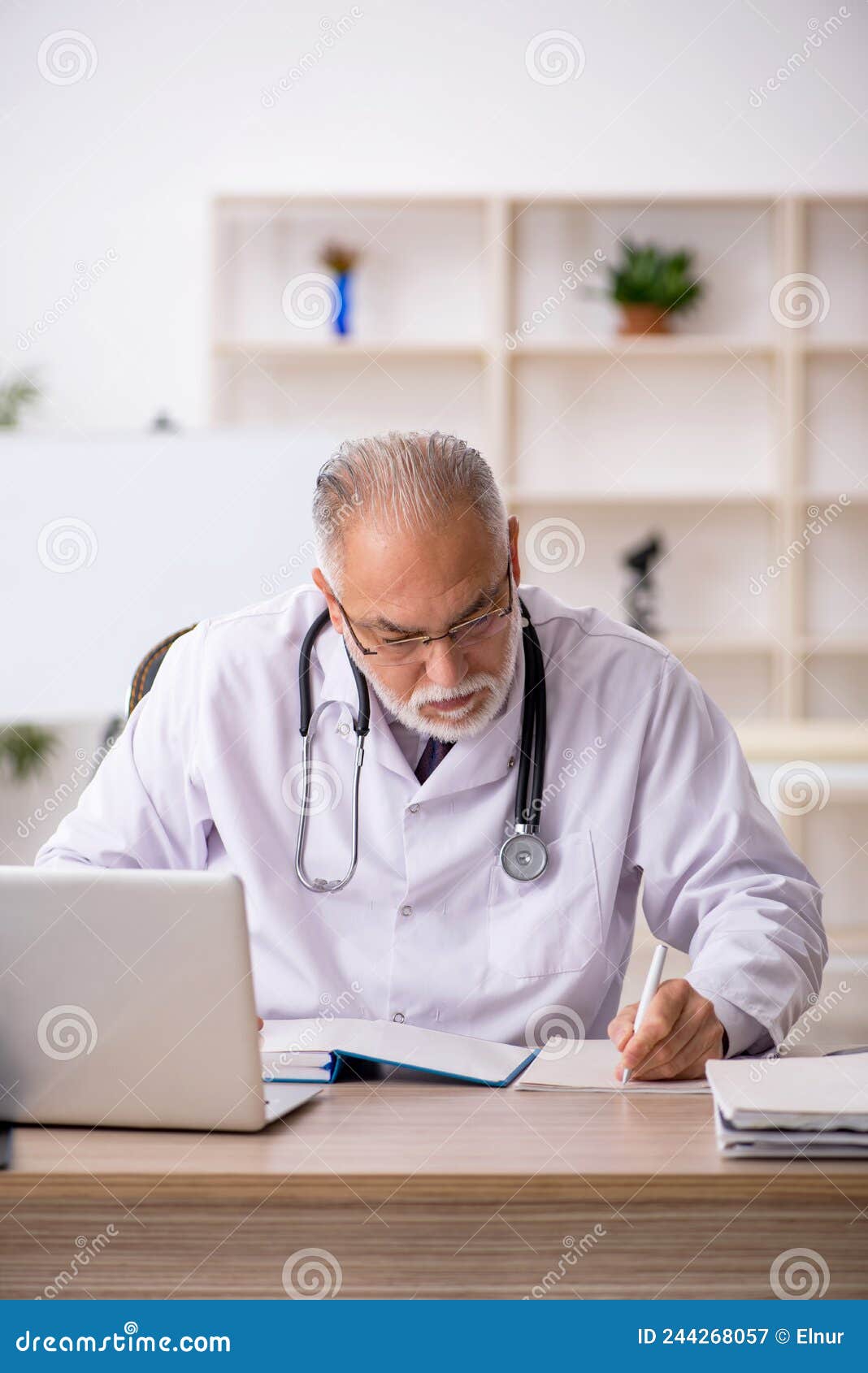 Old Male Doctor Working in the Clinic Stock Image - Image of healthcare ...