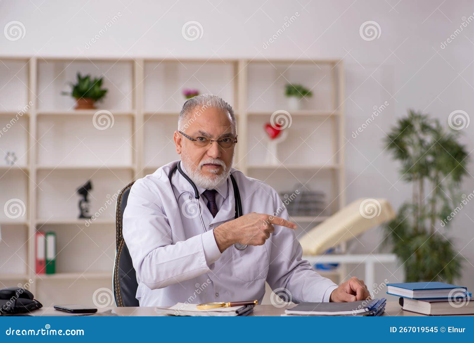 Old Male Doctor Working in the Clinic Stock Image - Image of hospital ...