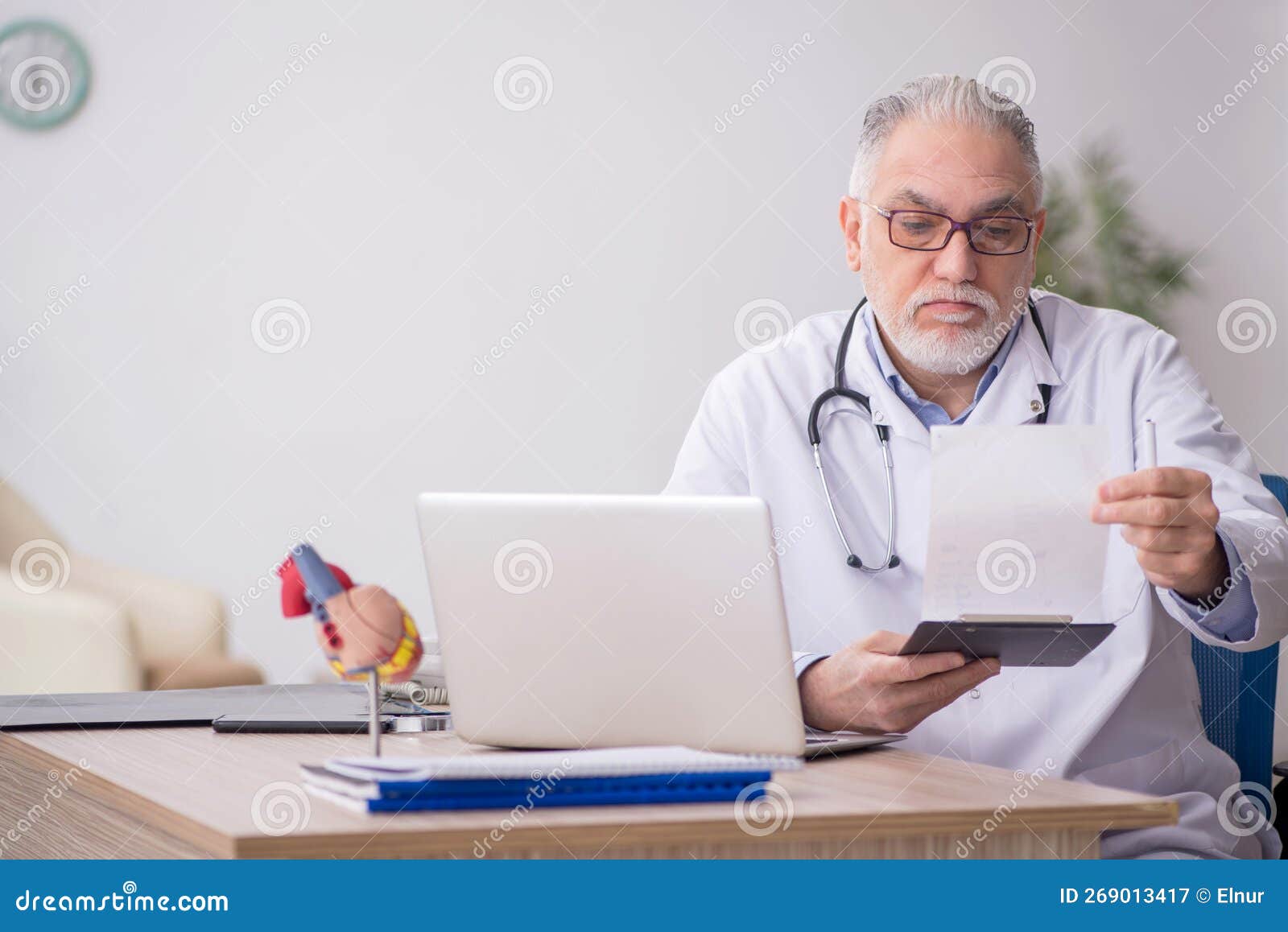 Old Male Doctor Working at the Hospital Stock Image - Image of health ...