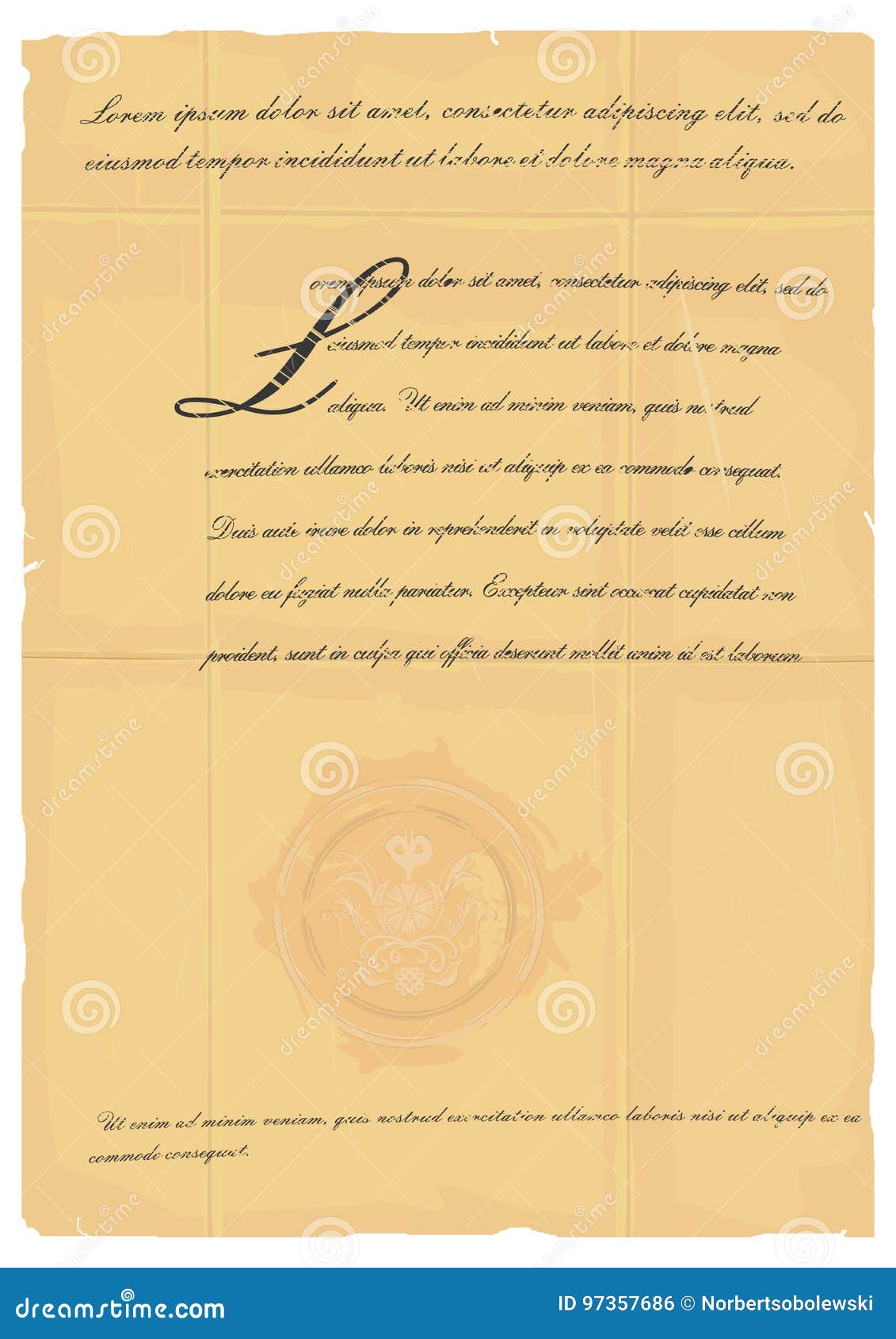 Old document stock vector. Illustration of damaged, grungy - 97357686