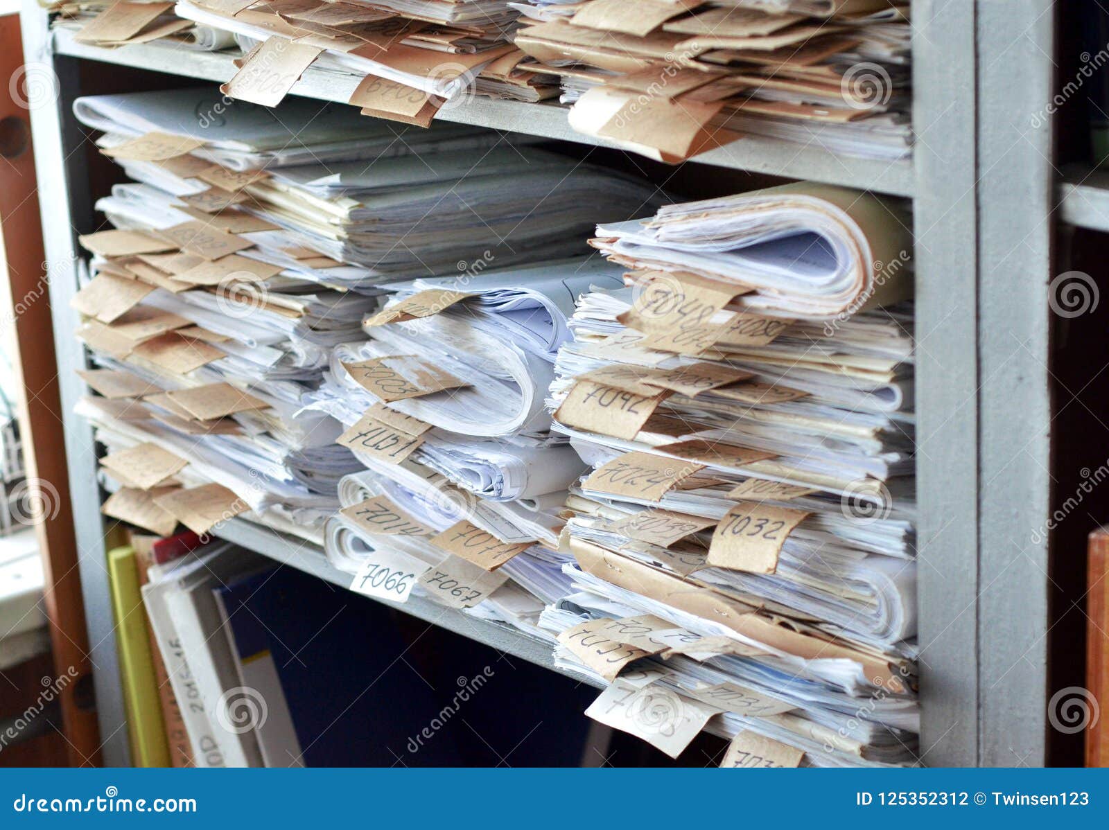 Old Documents, Drawings with Numbers Stacked on Shelves in the O Stock ...