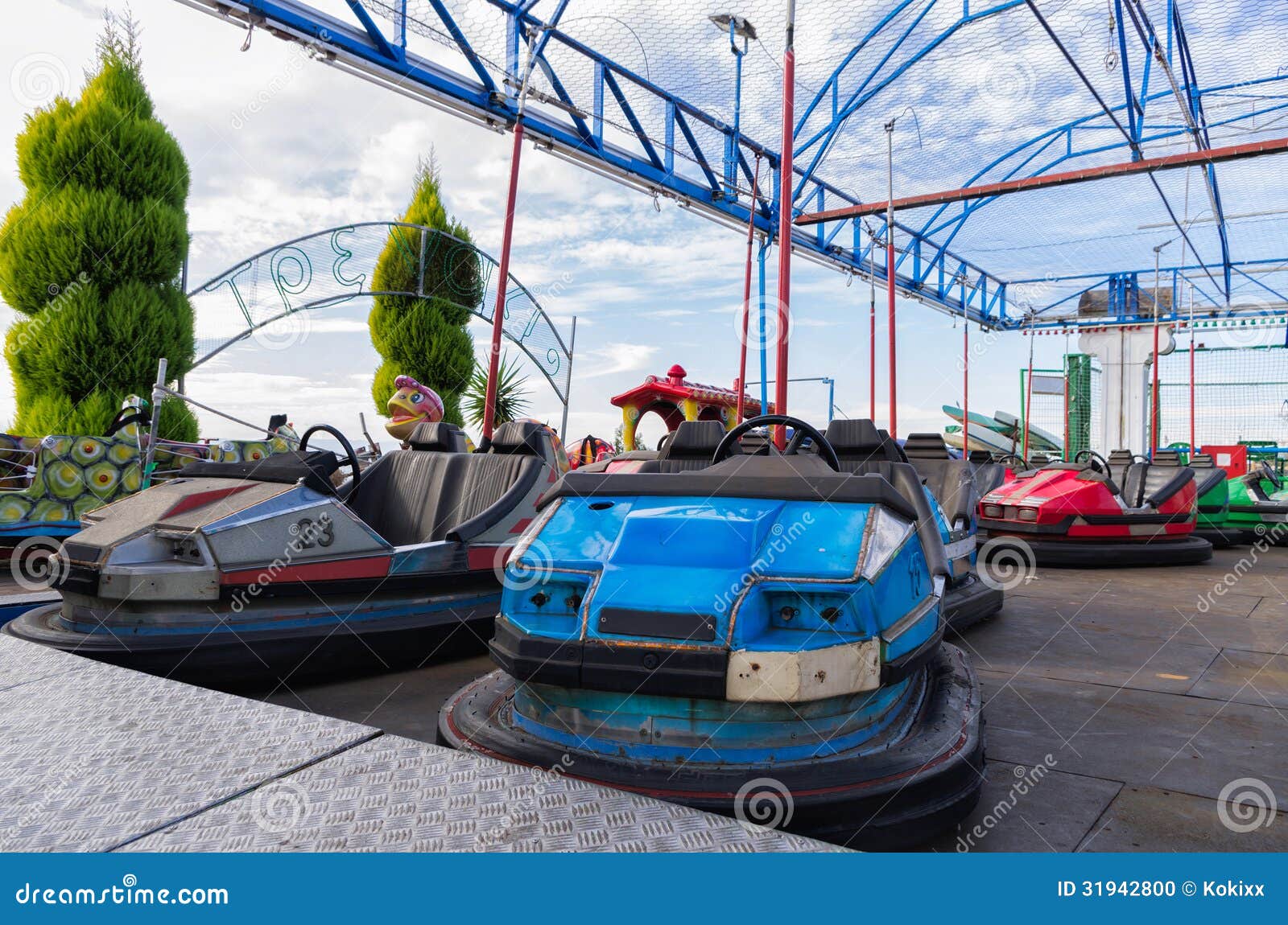 Old dodgem cars stock photo. Image of family, kids, cloud - 31942800