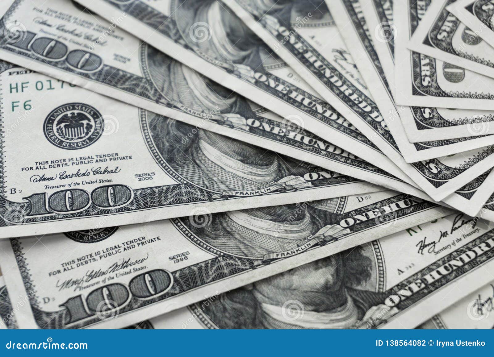 100 Old Dollar Bills. Fan Stack Close Up Stock Photo - Image of money ...