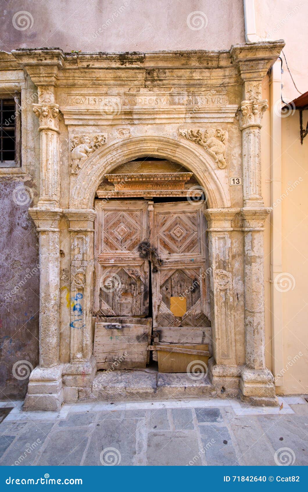 Old Door in the Ancient Wall Stock Photo - Image of beautiful, doors ...