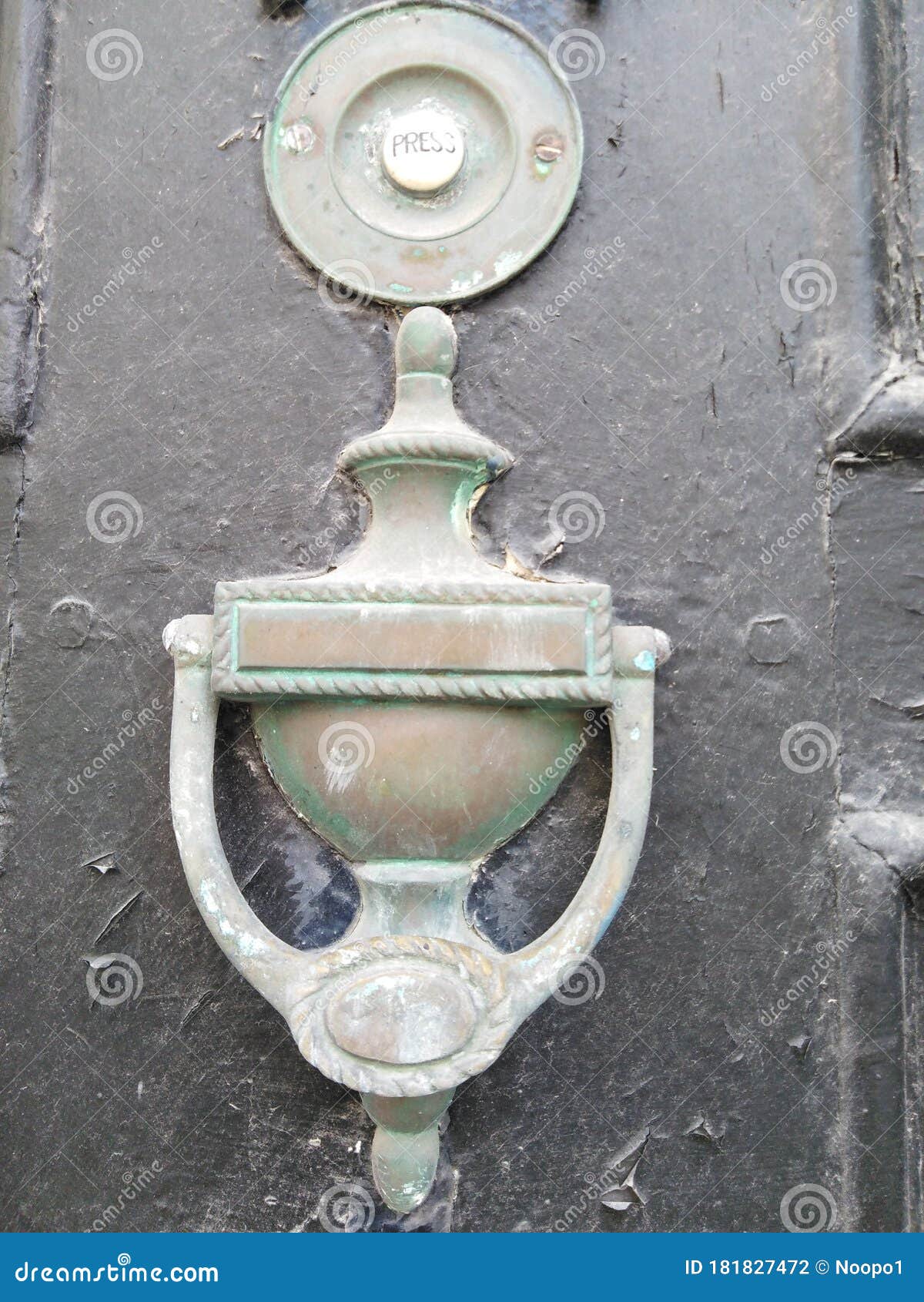 Old door knocker bell stock photo. Image of door, press - 181827472