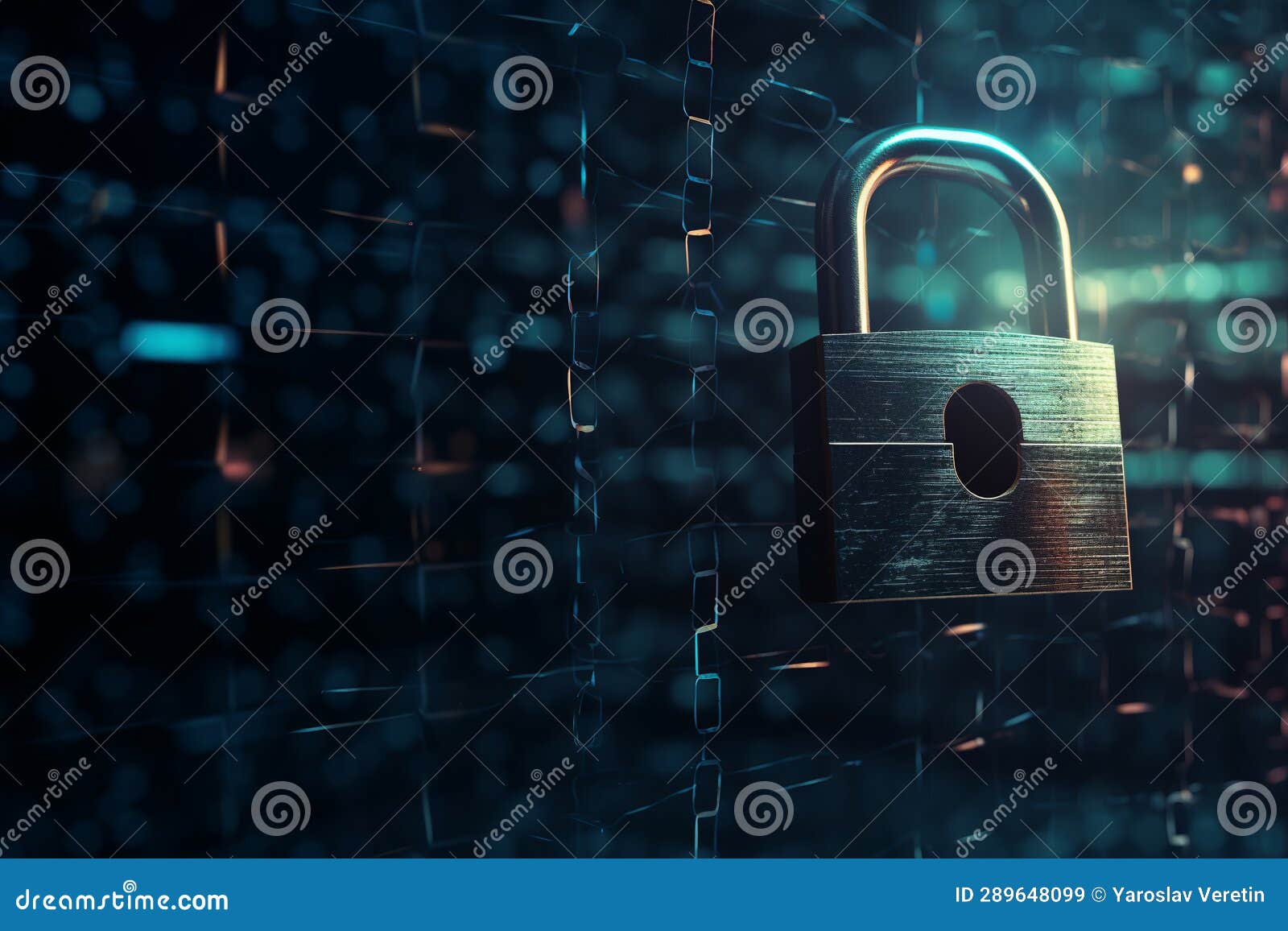 An Old Door Lock Against a Futuristic Chain Background, Symbolizing ...